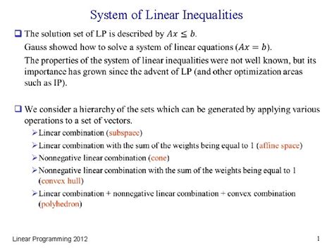 System Of Linear Inequalities Q Linear Programming 2012