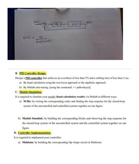solved g s 5 6 s 10 19 b pid controller design design a
