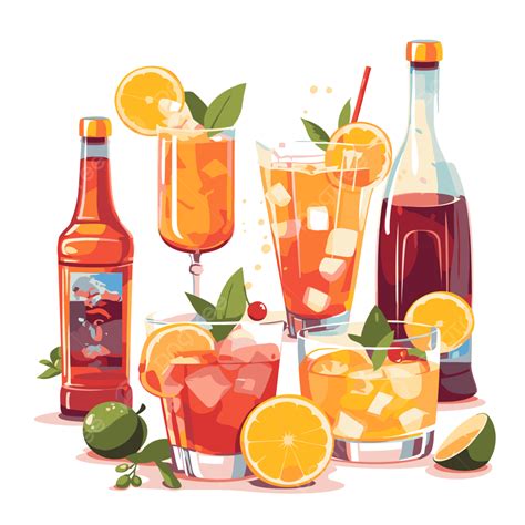 Alcoholic Drinks Vector Sticker Clipart Colorful Drinks With Different
