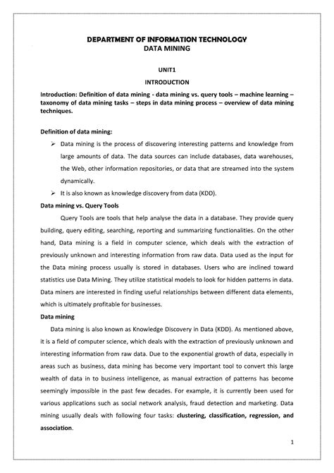 Dmu1 Data Mining Lecture Notes Department Of Information