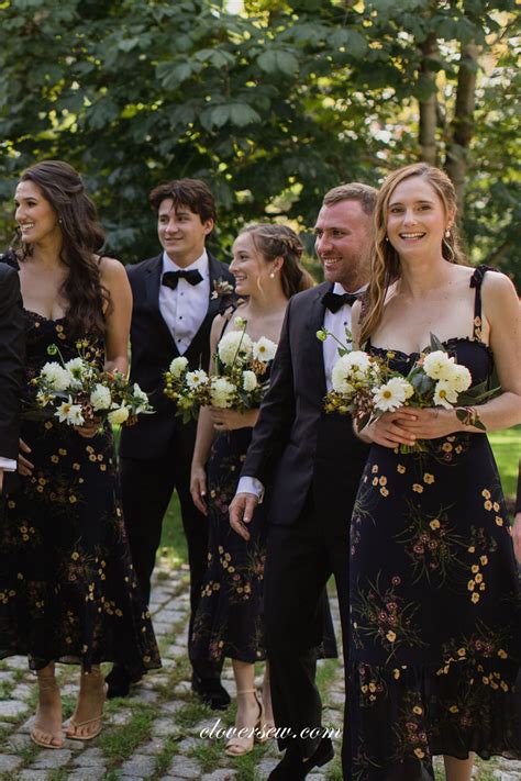Black Floral Chiffon Sleeveless Column Tea Length Bridesmaid Dresses