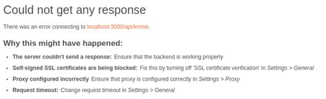 Node Js Postman Couldn T Get Any Response Stack Overflow