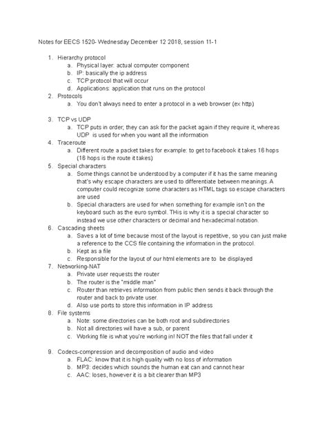 Eecs Notes Adders Notes For Eecs Wednesday December 12 2018 Session 1 Hierarchy Protocol A
