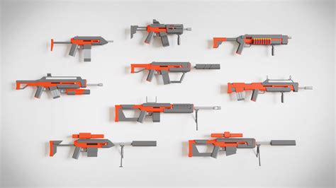 Low Poly Guns Asset Pack 3d Model 27 Unknown Stl Obj Fbx Dae