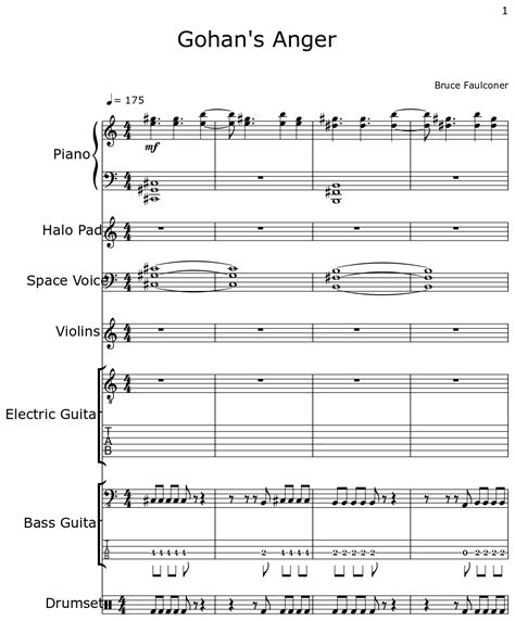 Gohans Anger Sheet Music For Piano Choir Synthesizer String