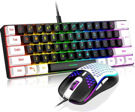 RedThunder 60 Gaming Keyboard And Mouse Combo Ultra Compact 61 Keys RGB Backlit Mini Keyboard