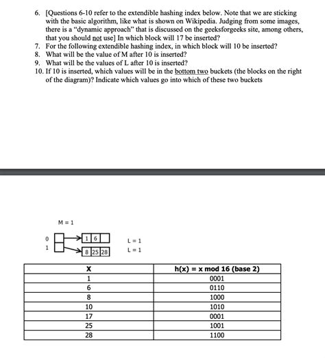 Solved 6 Questions 6 10 Refer To The Extendible Hashing