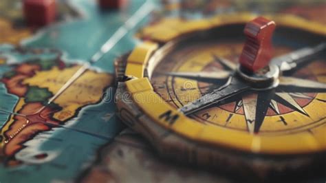 A Closeup Of A Game Piece Shaped Like A Compass Emphasizing The