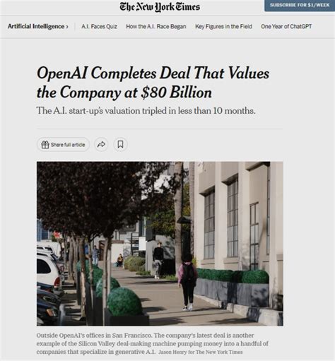 Openai 已完成一项新交易，估值超过 800 亿美元 Ai旋风