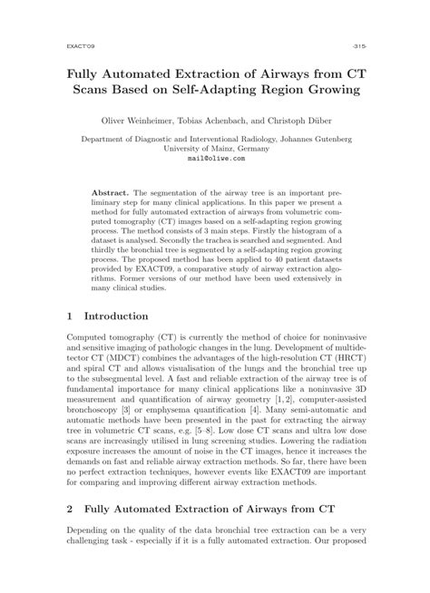 Pdf Fully Automated Extraction Of Airways From Ct Scans Based On Self Adapting Region Growing