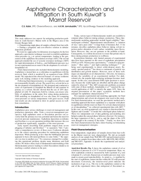 Pdf Asphaltene Characterization And Mitigation In South Kuwaits Marrat Reservoir