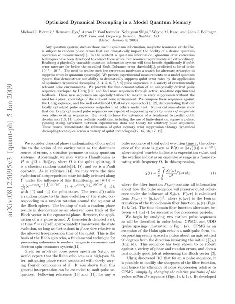 Pdf Optimized Dynamical Decoupling In A Model Quantum Memory