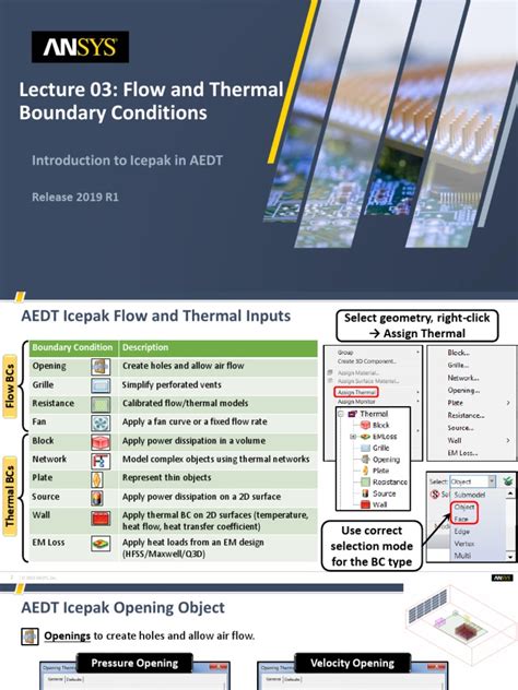 Aedt Icepak Intro 2019r1 L3 Flow And Thermal Boundary Conditions Pdf Heat Transfer Heat