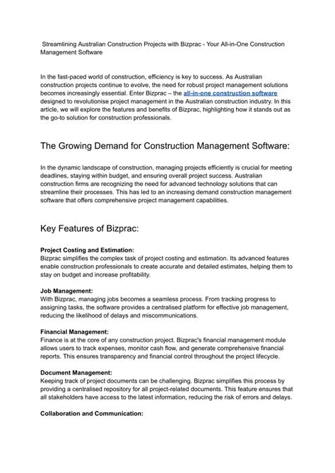 Ppt Streamlining Australian Construction Projects With Bizprac Your