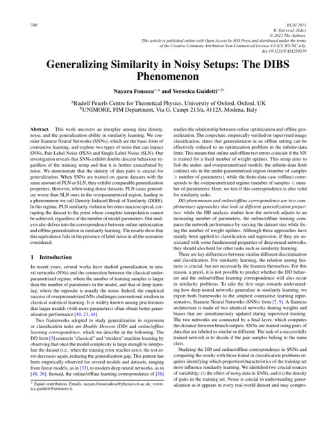 Pdf Generalizing Similarity In Noisy Setups The Dibs Phenomenon