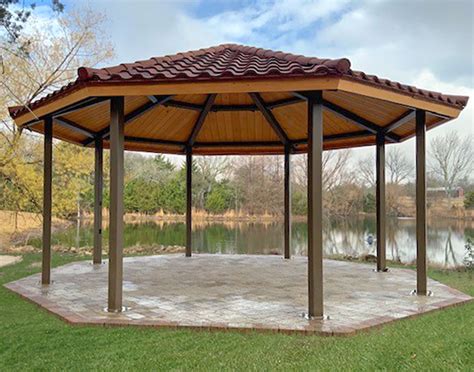 steel frame single roof santa fe octagon pavilions pavilions by shape