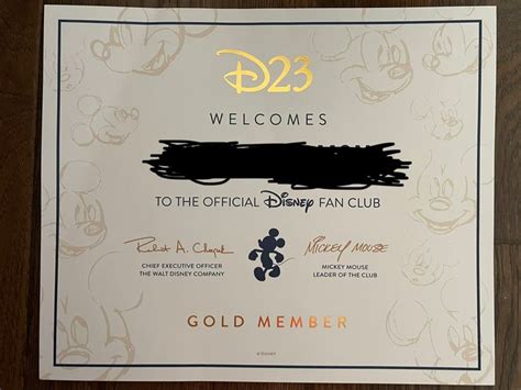 D23 Gold Certificate Walt Disney Company Gold Certificate Mickey Mouse