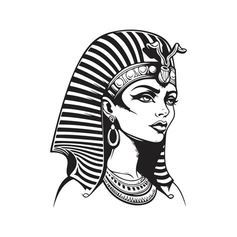 Beautiful Egyptian Cleopatra Logo Concept Black And White Color Hand