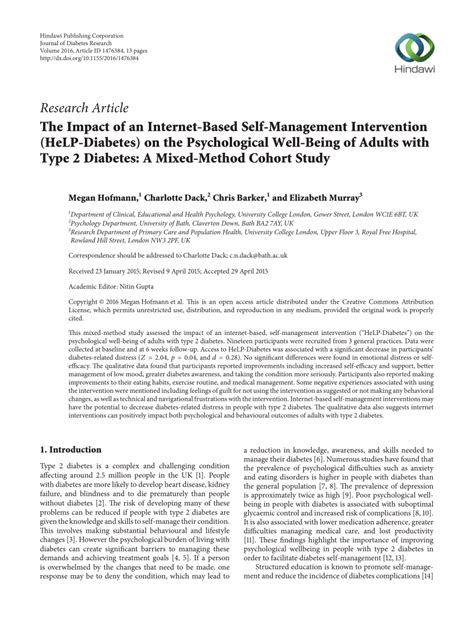Pdf The Impact Of An Internet Based Self Management Intervention