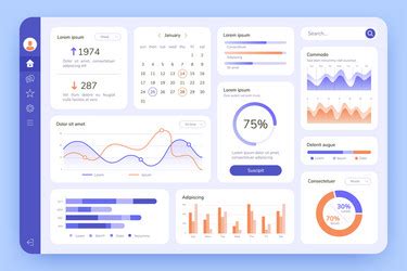 Dashboard Ui Simple Data Software Chart And Hud Vector Image
