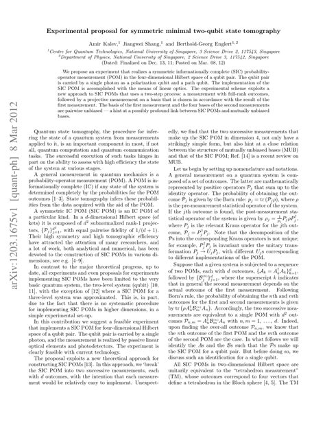 Pdf Experimental Proposal For Symmetric Minimal Two Qubit State