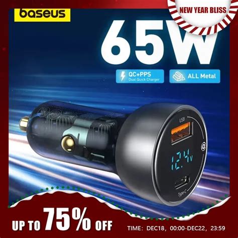 Baseus Pps 차량용 충전기 Usb C타입 듀얼 포트 Pd Qc 고속 충전 노트북용 반투명 차량용 휴대폰 충전기