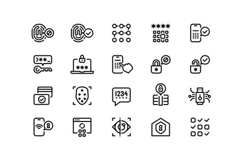 app security line icons face detection pin code and password eyebal by tartila thehungryjpeg