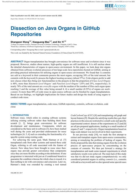 Pdf Dissection On Java Organs In Github Repositories