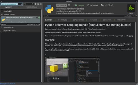 Python Behavior Scripting Getting Started — Omniverse Extensions