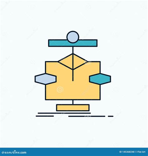 Algorithm Chart Data Diagram Flow Flat Icon Green And Yellow Sign And Symbols For Website