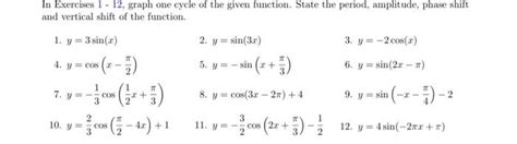 solved in exercises 1 12 graph one cycle of the given