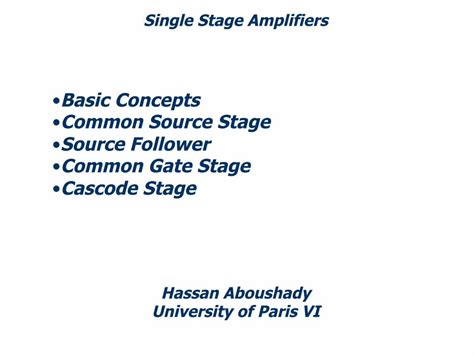 Pdf Basic Concepts Common Source Stage Source Follower Common