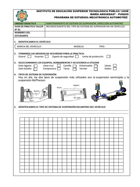 Guia De Practica Ud Suspension Y Direccion Automtriz Pdf