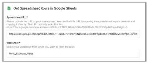 Google Sheets Thryv