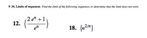 Solved Limits Of Sequences Find The Limit Of The Following