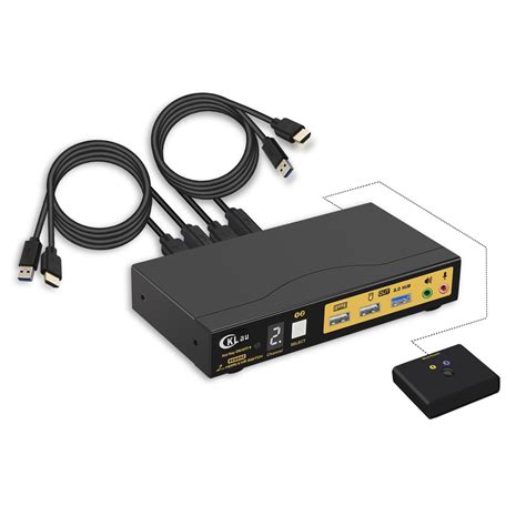 Cklau Usb 30 2 Port Kvm Switch Hdmi 21 8k60hz 4k144hz With Audio Microphone