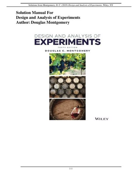 Solution Manual For Design And Analysis Of Experiments Author Douglas