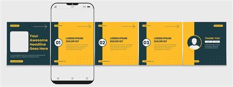 링크드인 카루셀 포스트 편집 가능한 비즈니스 소셜 미디어 인스타그램 카루젤 포스트 템플릿 프리미엄 벡터