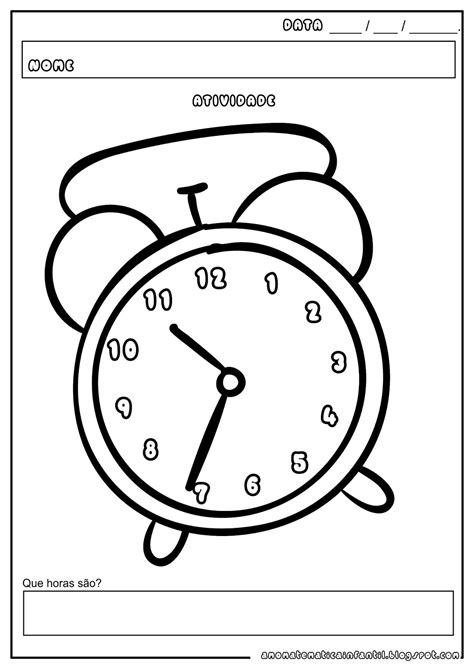 Atividade Relógio Analógico Horas