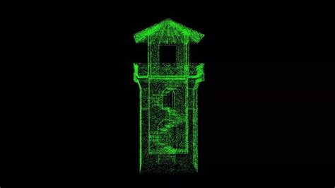 Premium Photo 3d Medieval Observation Tower On Black Bg Object Dissolved Green Flickering