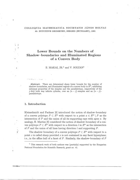 Pdf Lower Bounds On The Numbers Of Shadow Boundaries And Illuminated