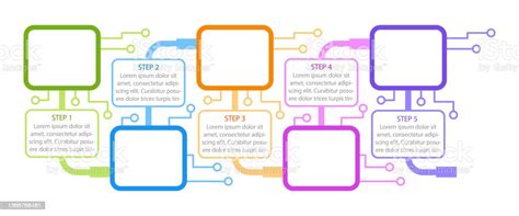 Colourful Computer Infographic Chart Design Template Stock Illustration