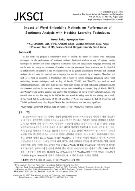 Impact Of Word Embedding Methods On Performance Of Sentiment Analysis With Machine Learning
