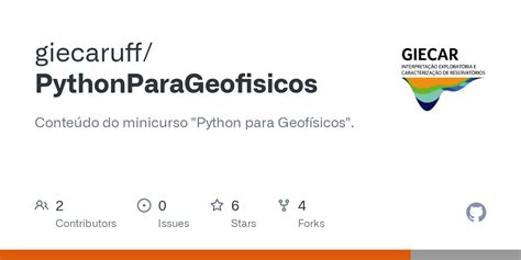 GitHub giecaruff PythonParaGeofisicos Conteúdo do minicurso Python para Geofísicos