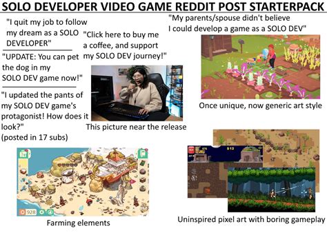 Solo Developer Video Game Reddit Post Starterpack Rstarterpacks