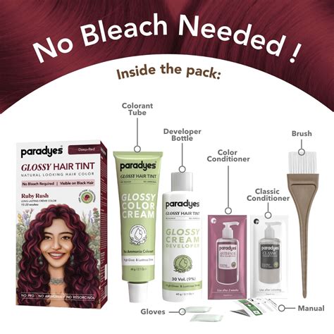 Buy Now Paradyes Ruby Rush Glossy Hair Tint No Bleach Semi Permanent Hair Color Optimal Grey