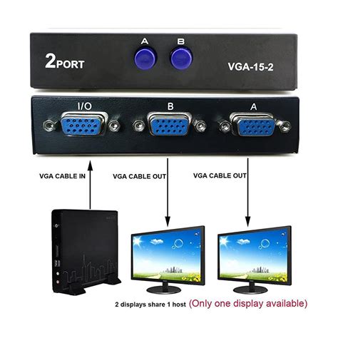 2 Port Vga Switch 2 In 1 Out Press Button For Pc Tv Monitor Black Roboticsdna