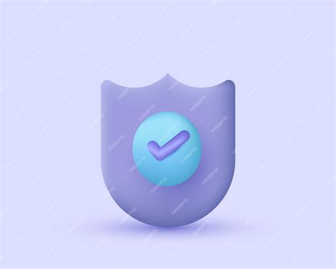현실적인 방패 체크 마크 아이콘 3d 터 고립 프리미엄 벡터