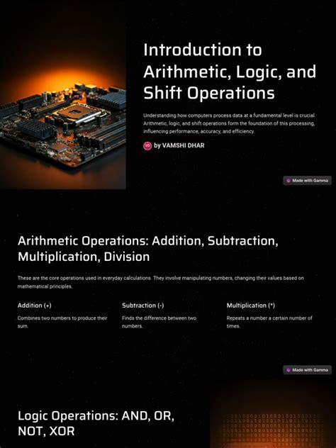 Introduction To Arithmetic Logic And Shift Operations Pdf Bit