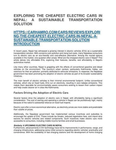 Ppt Exploring The Cheapest Electric Cars In Nepal Powerpoint Presentation Id